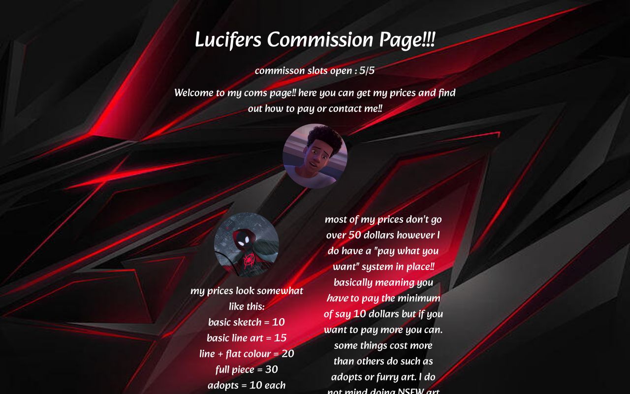 Lucifers Commission Page